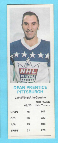 1970-71 Dad's Cookies Dean Prentice Pittsburgh Penguins! MINT! *SET ...
