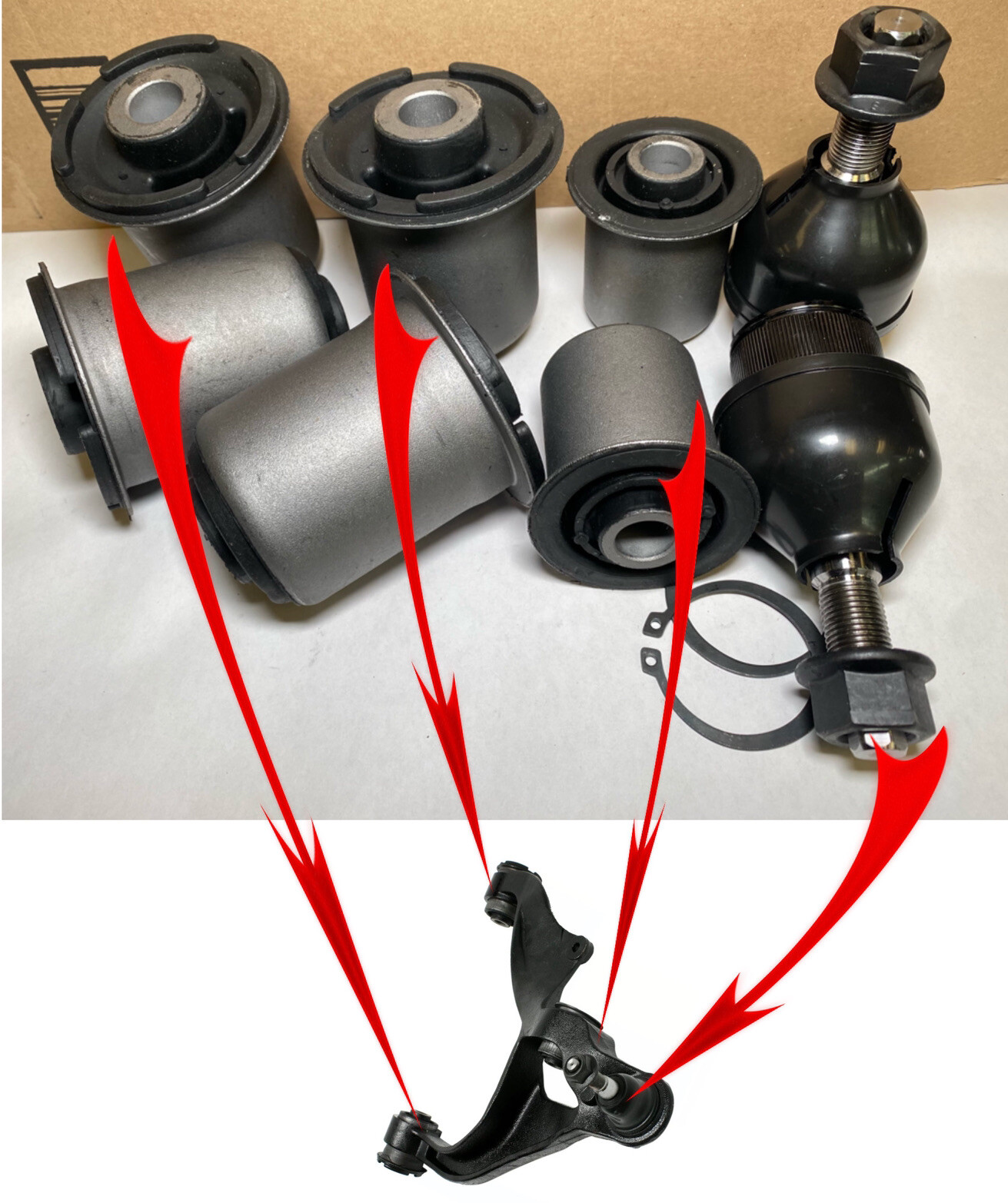 6 FRONT LOWER CONTROL ARM BUSHING & 2 BALL JOINT FOR 2009-2019 DODGE ...