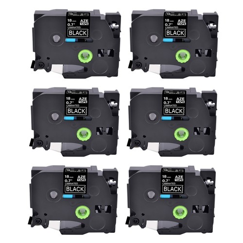 6PK White on Black Label Tape TZ TZe345 18mm For Brother P-touch PT ...