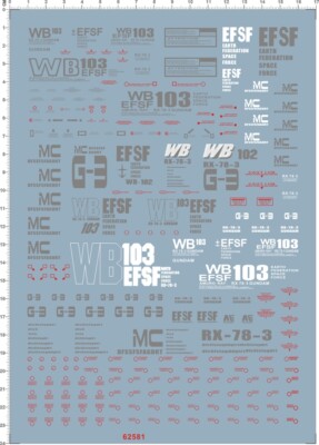 Super Detail Up PG 1/60 Scale Rx-78-3 G3 G-3 GDM Model Kit Water Slide ...