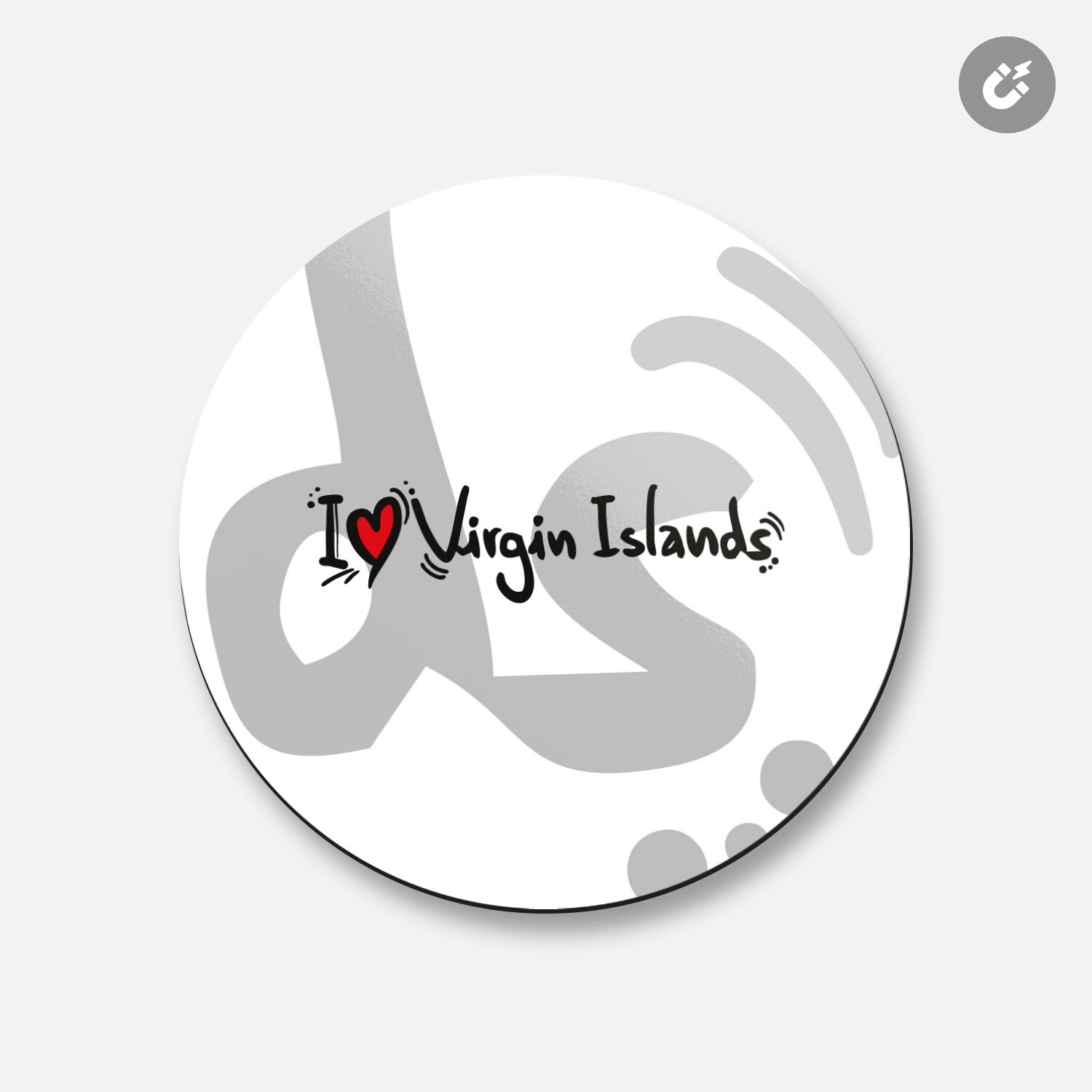 I Love Virgin Islands Travel Slogan | 4'' X 4'' Round Decorative Magnet ...