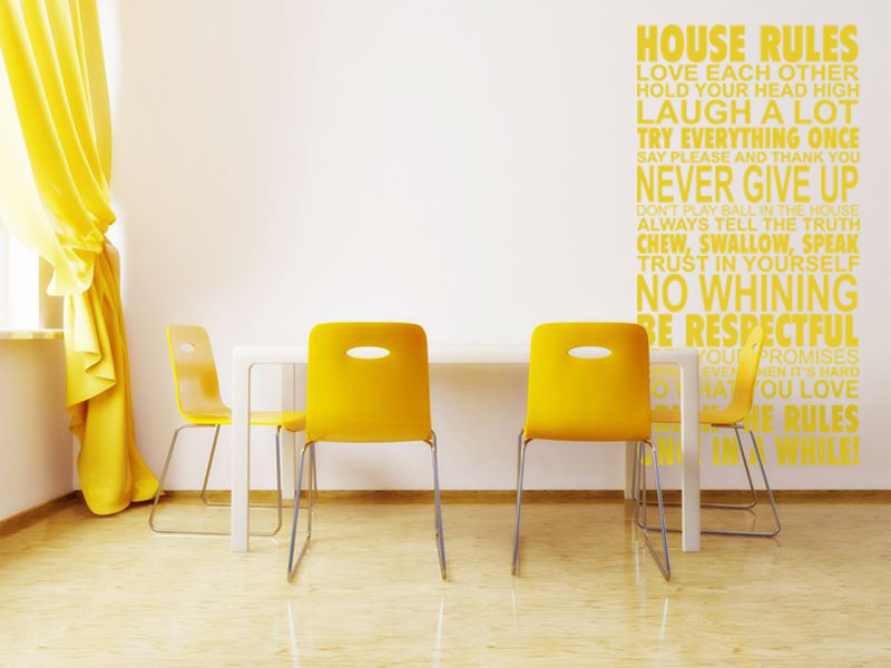 House Rules Wall Art Quote, Wall Sticker, Vinyl Transfer, Decal Modern ...