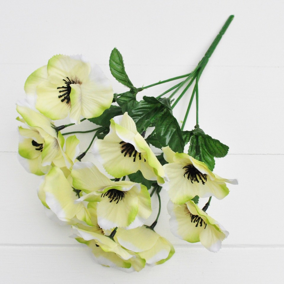 ARTIFICIAL SILK FLOWERS PANSY BUNCH 6 COLOURS Home Wedding Outdoor ...