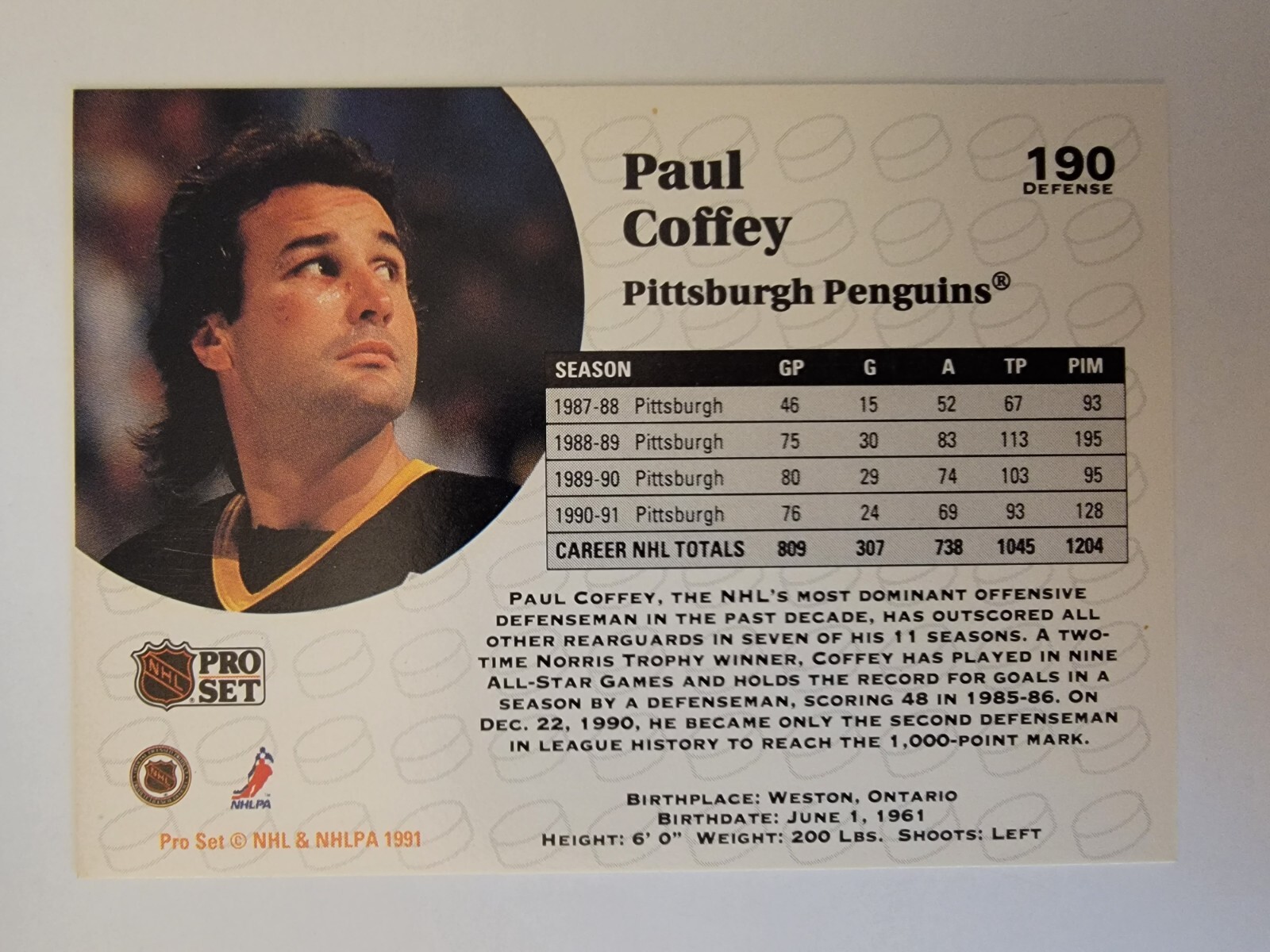 1991-92 Pro Set - #190 Paul Coffey for sale online | eBay