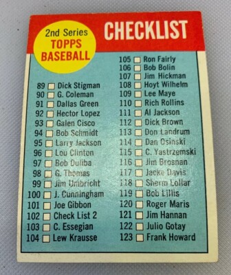 1963 Topps # 102 Checklist 2nd Series Baseball Card Second | eBay