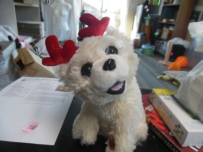 Dan Dee Christmas animated puppy dog with antlers Jingle Bells sing ...