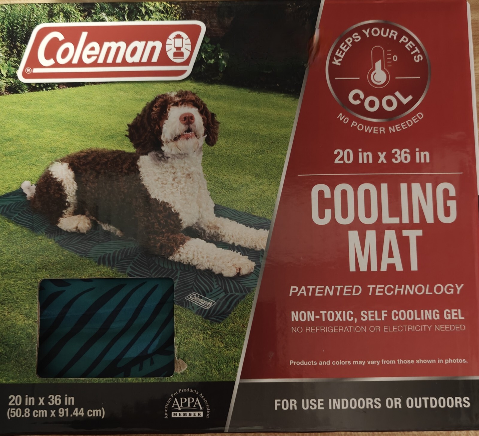 Coleman Pet Cooling Mat Self-Cooling 20 X 36” Reversible Green Leaf ...