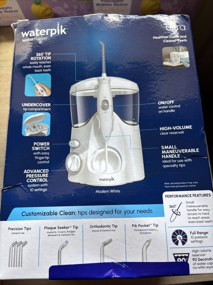 New Waterpik Ultra Water Flosser White WP-100 Dental Water Jet Open Box ...