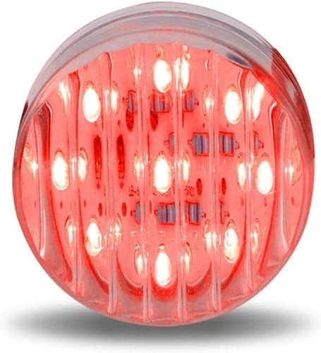 Ribbed LED Marker Light - 2in. Round, 9 Diodes, Clear Red, Model Number ...