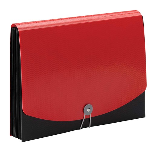 Smead 12 Pocket Poly Expanding File Folder Flap Closure Red Black 13x9 ...