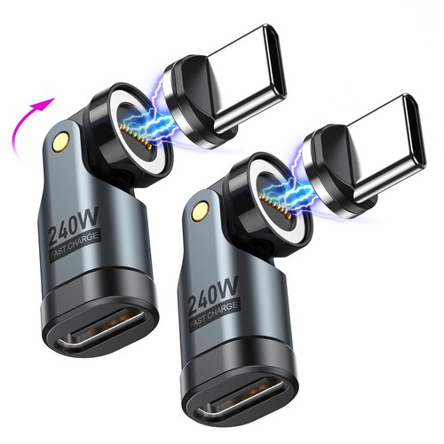 USB C Magnetic Adapter PD 240W(2Pack), 9PIN USB C 90 Degree Adapter/USB ...