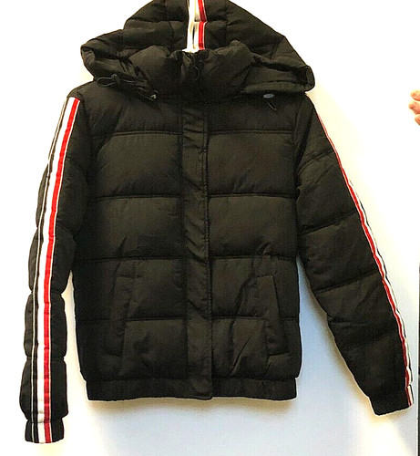 Garage Hooded Puffer Jacket Black Full Zip W/Snaps "F… - Gem