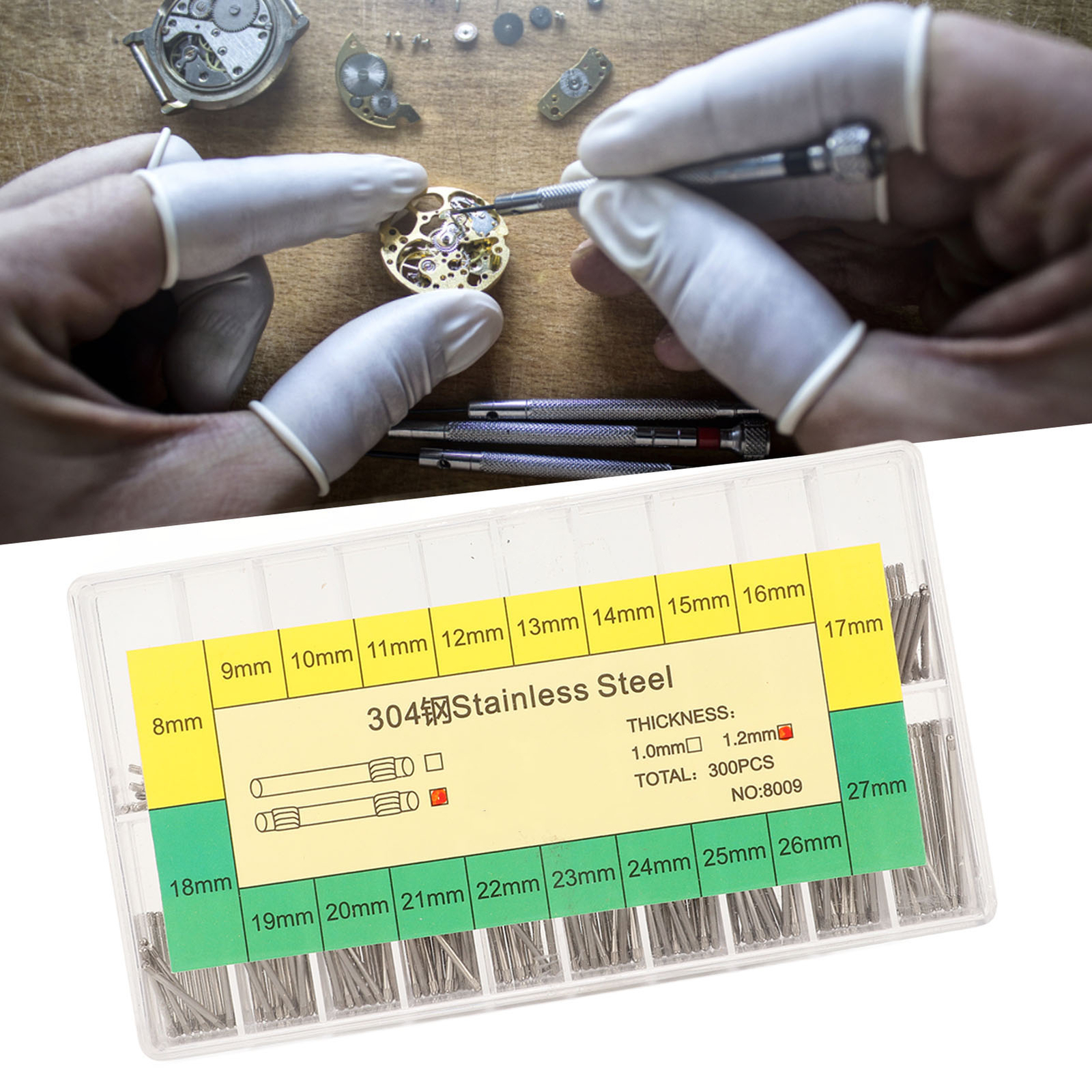 300Pcs 1.2mm Watch Band Spring Bar Link Pins Stainless Steel Double End ...