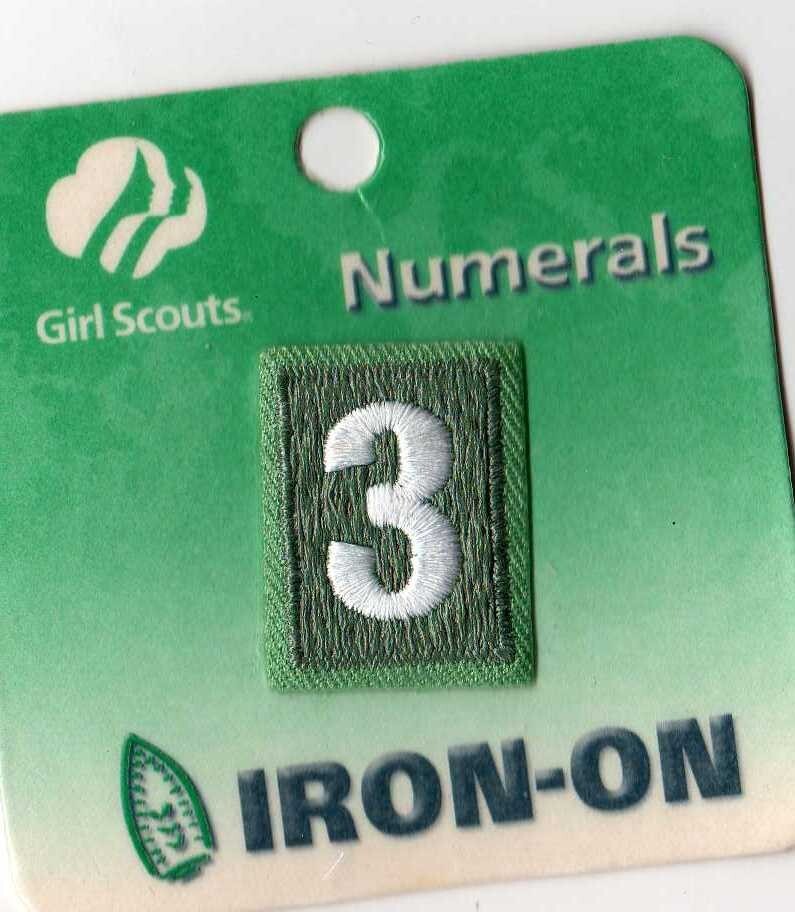 ~#3 Three~Green Junior Girl Scouts Troop Number Numeral Badge Patch~NEW ...