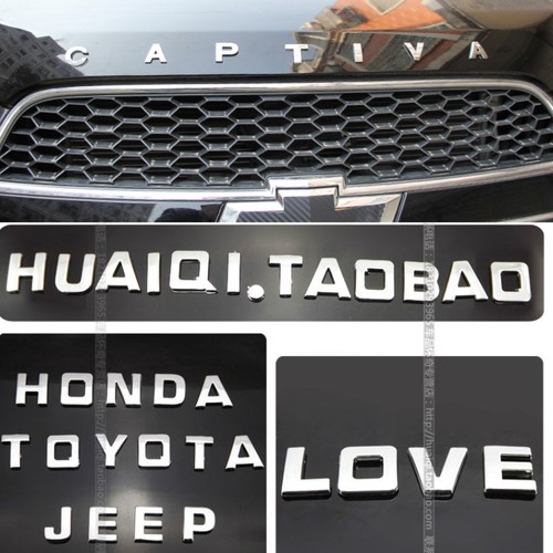 40pcs Car Auto Chrome Digital Alphabet Emblem Metal 3D Letters DIY Car ...