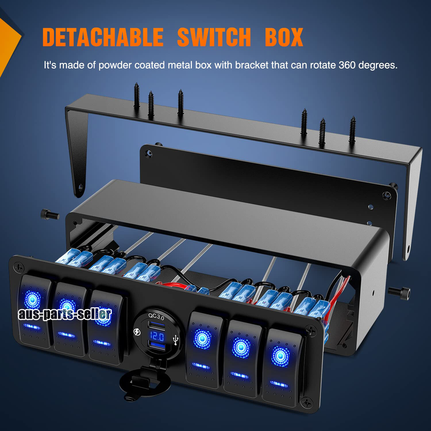 6 Gang 12V/24V DC On/Off Rocker Switch Panel Control Box for Car Boat ...