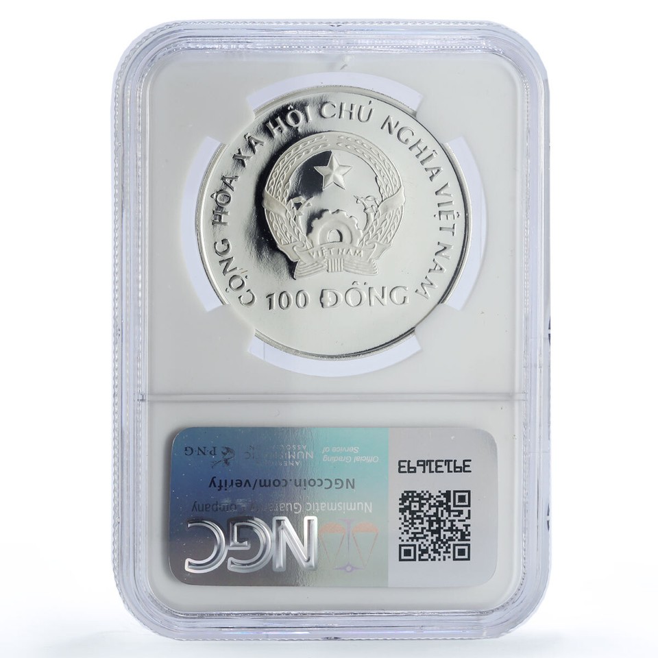 Vietnam 100 dong Dragon Boat Ship Small 100 Seafaring PF69 NGC silver ...