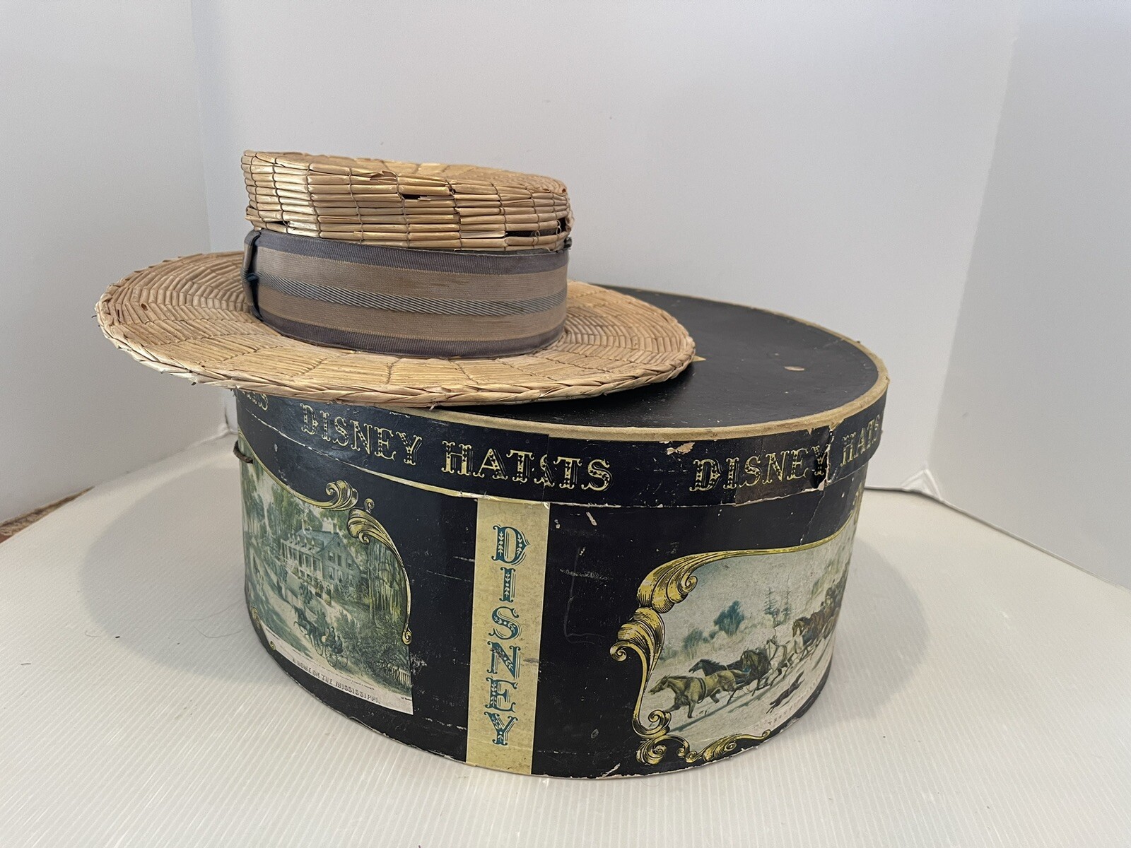 Vintage Disney Hat Box with Straw Langenberg Hat Co. … - Gem