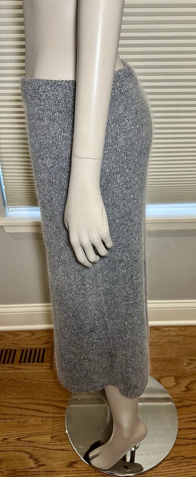 Vintage Worthington Womens Midi Skirt Gray Silk Angora Wool Blend ...