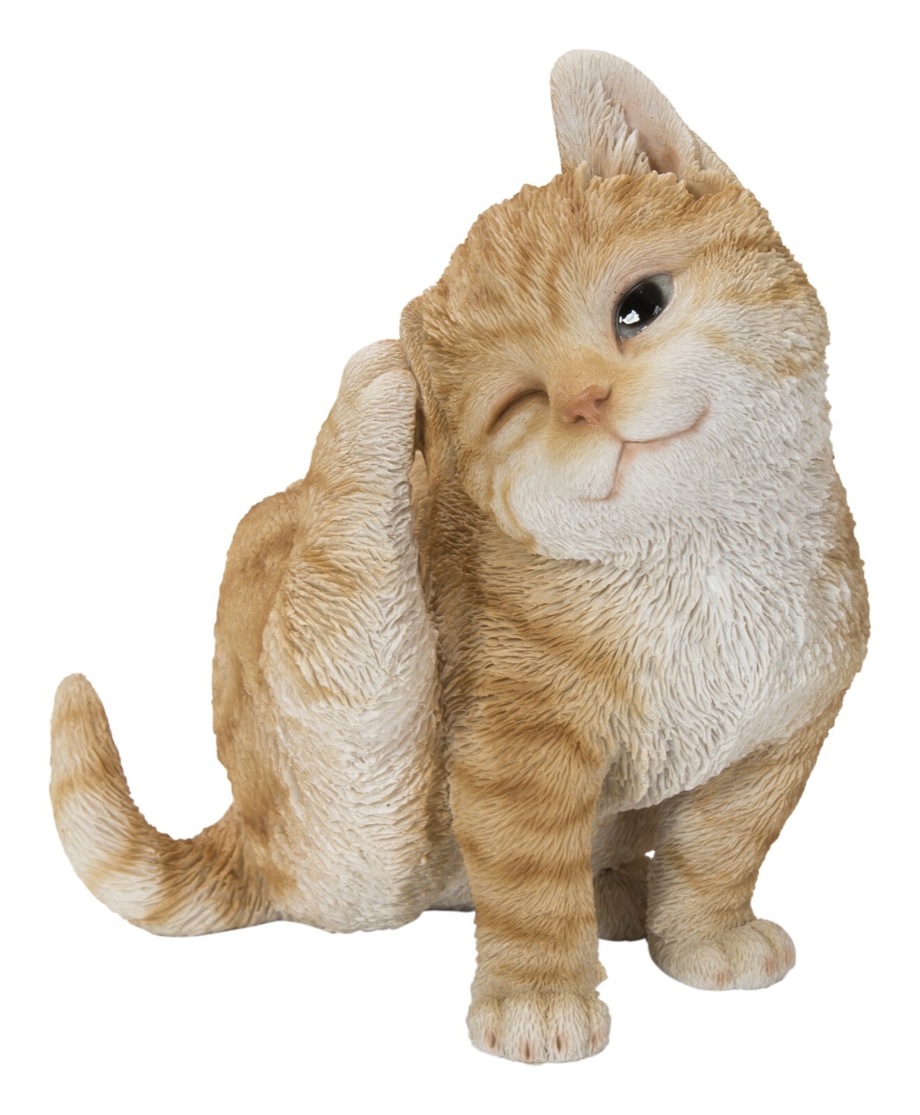 Orange Cat statue Scratching Ear Lifelike Garden Statue, Garden Yard ...