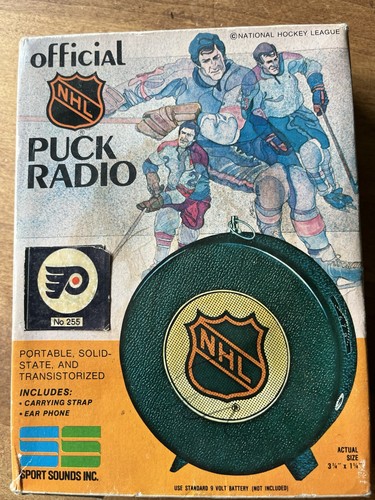 Official NHL Puck Radio with Earphone Original Box - Flyers Stickers ...