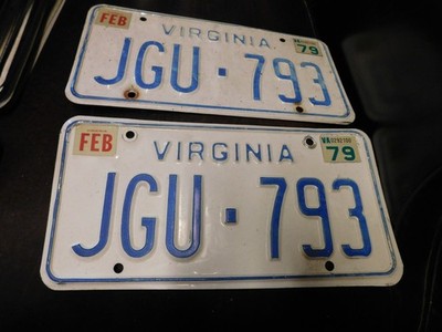 Virginia Expired License Plates VA Tags Pair JGU 793 - 1979 | eBay