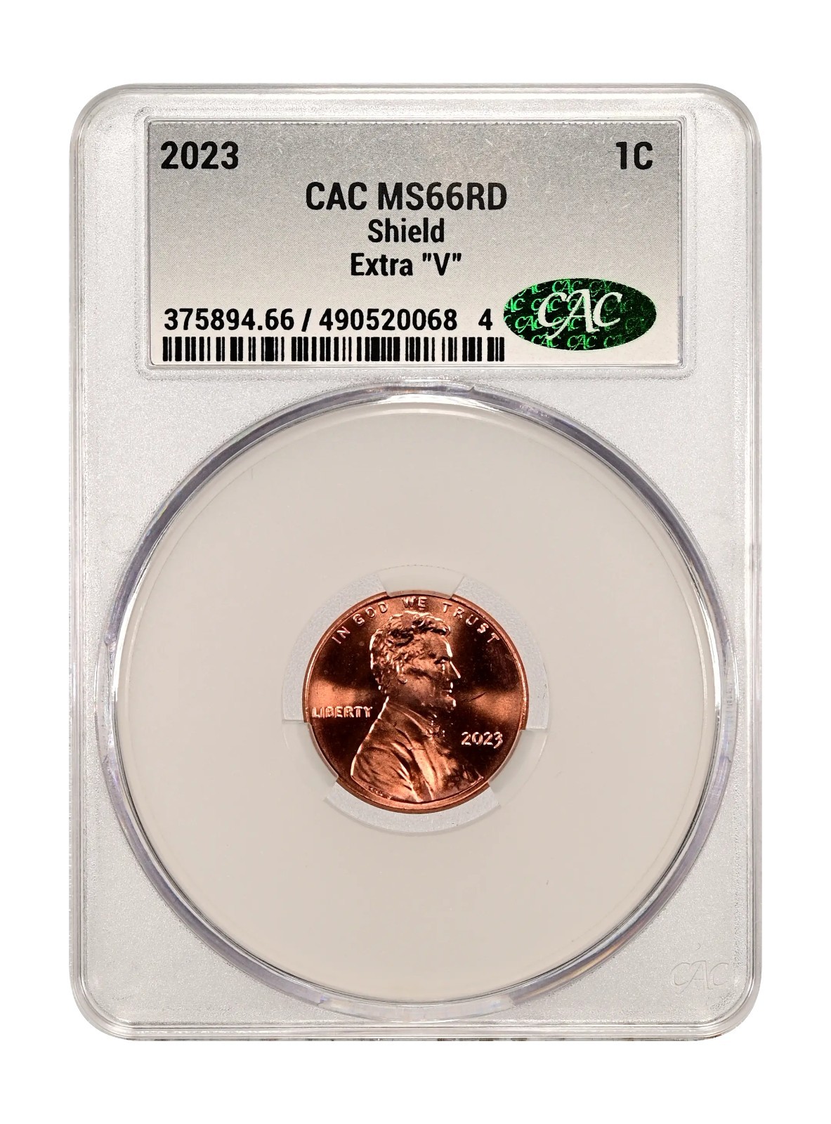 2023-P VDB Extra V Lincoln Shield Cent CAC MS66 RD 1¢ Penny Variety BU ...