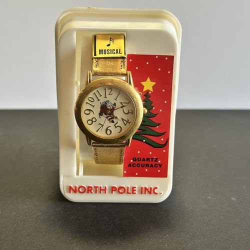 Vintage North Pole Inc Quartz Christmas Watch Santa in Suit NIB Novelty ...