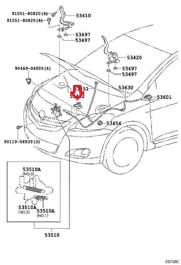 FITS: 06 - 11 TOYOTA YARIS HOOD SUPPORT ROD HOLDER CLAMP RETAINER CLIP ...