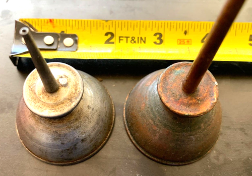 2 vintage thumb oilers brass (4" stem) aluminum (1 1/4" stem) | eBay