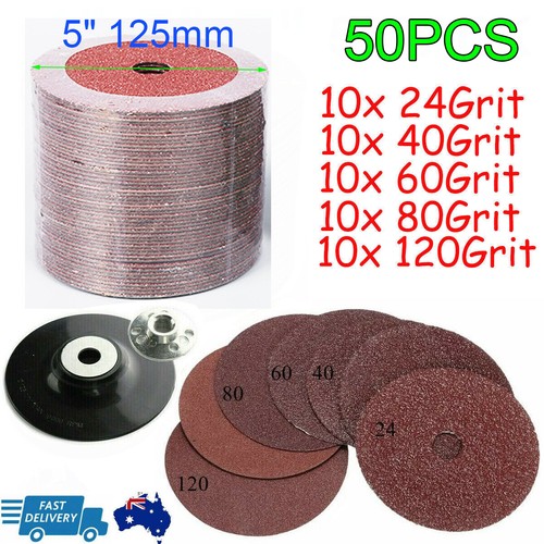 50x 125mm 5" Fiber Disc Grinding & Sanding Discs Angle Grinder Wheel ...