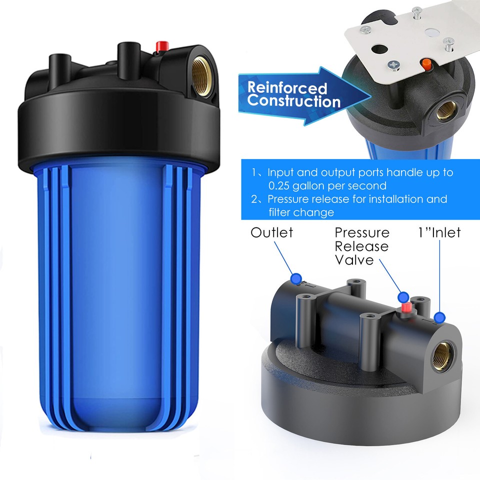 10" x4.5" Big Blue Whole House Water Filter Housing System w/ Sediment ...