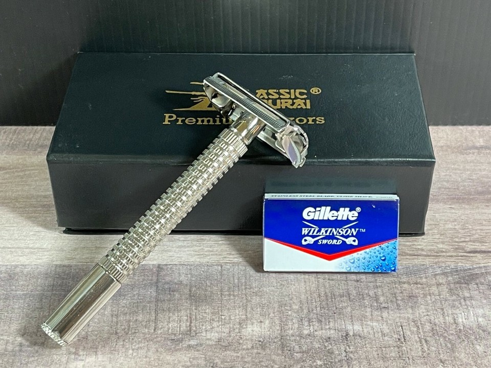 Classic Butterfly Twist to Open Double Edge Safety Razor+5 Wilkinson ...