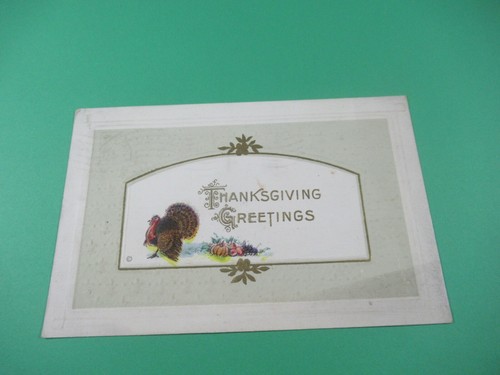 VINTAGE THANKSGIVING GREETINGS POSTCARD TURKEY 1912 J.J. MARKS NY | eBay