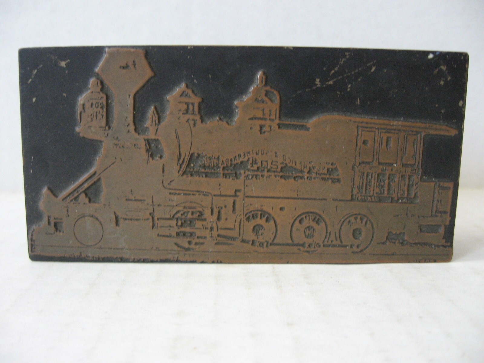 VTG Letterpress Printers Block Train Steam Locomotive #204 New Mexico ...