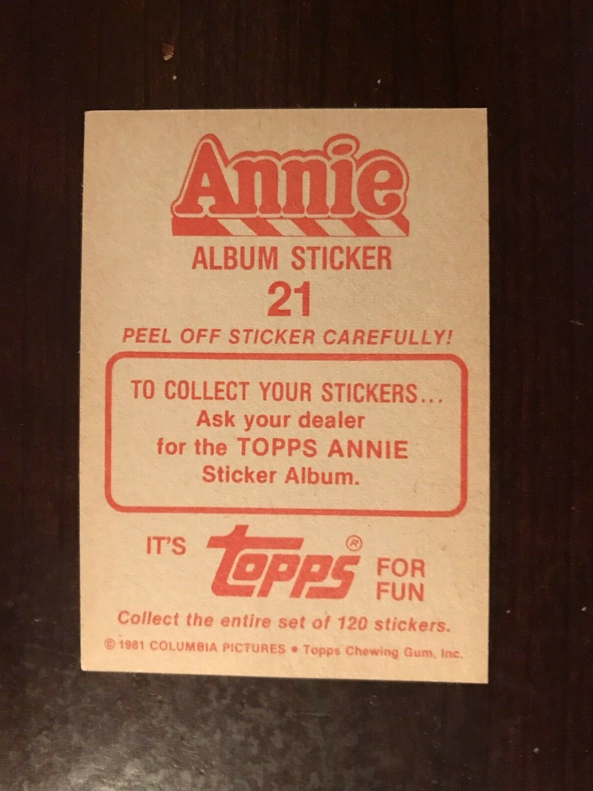 1981 Annie Album Stickers #21 - Topps - Columbia Pictures | eBay