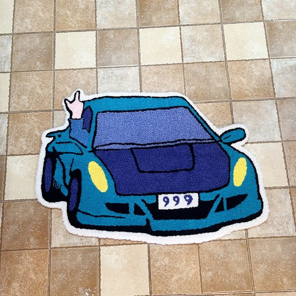Absorbent Tufted Carpet Sports Racing Car Floor Mat Car Shape Rug ...