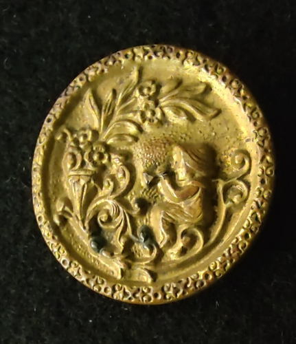Antique Victorian Metal Picture Button | Boy Musician Playing ...