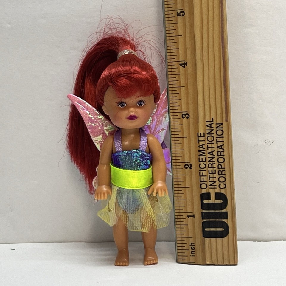 mini fairy 4 inch poseable red hair iridescent wings outfit. | eBay