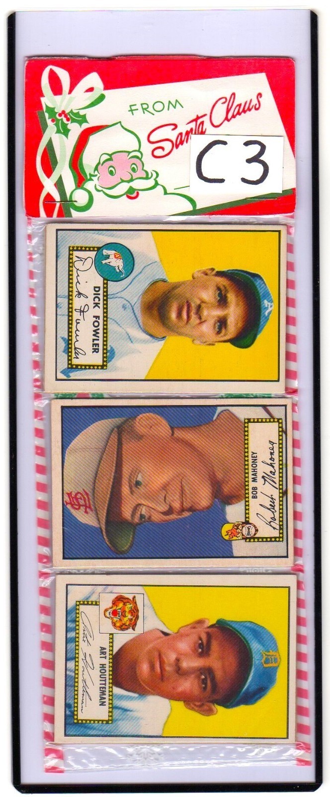 1952 TOPPS CARDS CHRISTMAS RACK PACK WITH 2 LOW#'S SHOWING W/ 1 BLACK ...