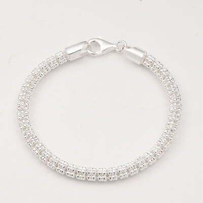 4mm Diamond-Cut Ice Link Chain Bracelet Sterling Silver 925 Italy All ...