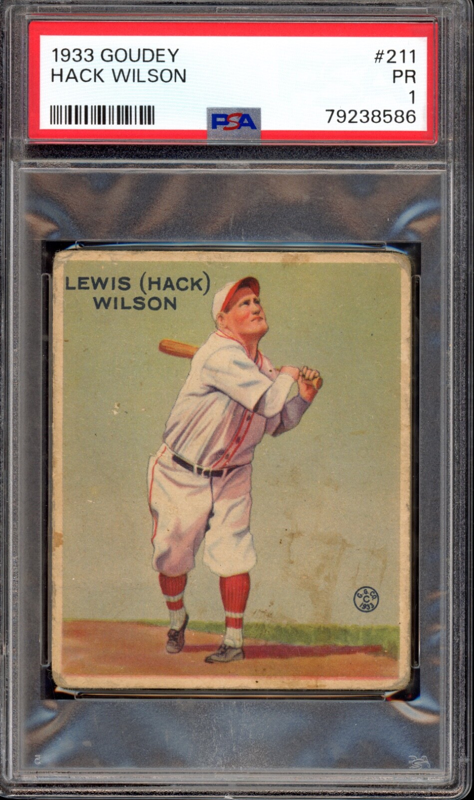 1933 Goudey #211 Hack Wilson PSA 1 Brooklyn Dodgers HOF Baseball Card ...