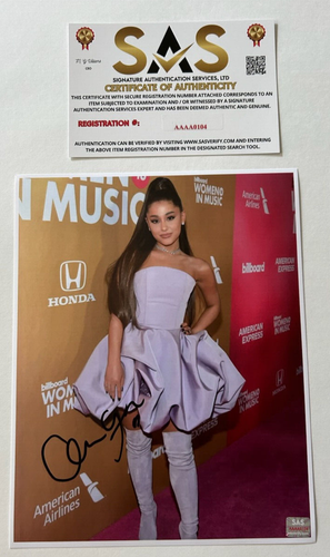 ARIANA GRANDE ORIGINAL PHOTO AND AUTOGRAPH 8 X 10 AUTHENTICATED WITH A ...