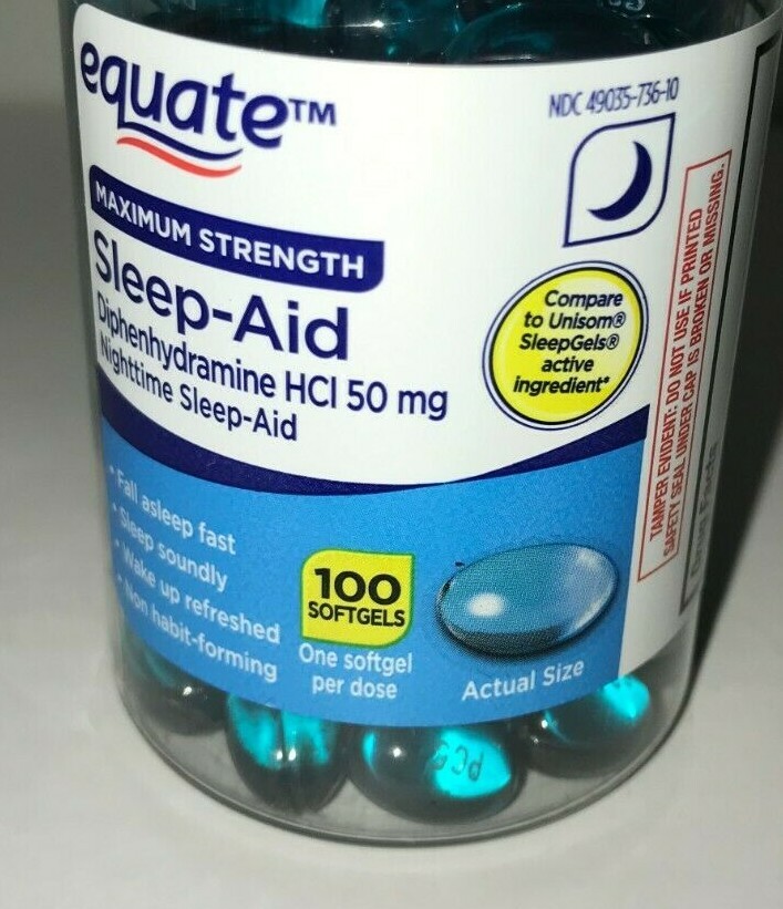 3x Equate Sleep Aid Softgels Maximum Strength 100 Ct BB:5/2028 ...