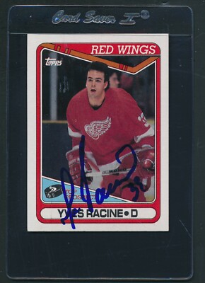 1990/91 Topps #361 Yves Racine Red Wings Signed Auto *E8996 | eBay