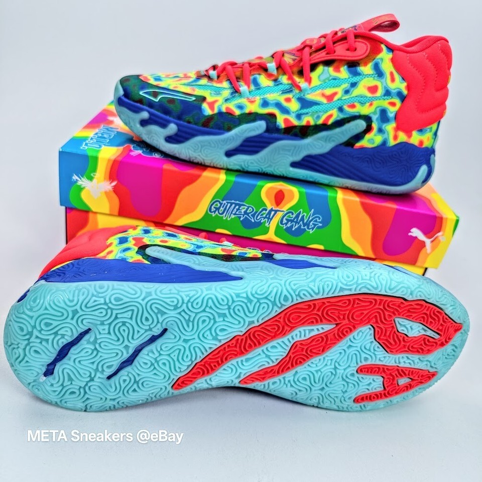 Puma MB.03 US 12 Men Red/Blue/Yellow Basketball LaMelo Gutter Cat ...