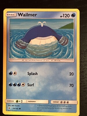 Wailmer 29/145 - NM SM Guardians Rising - Pokemon 2017 Common TCG Card ...