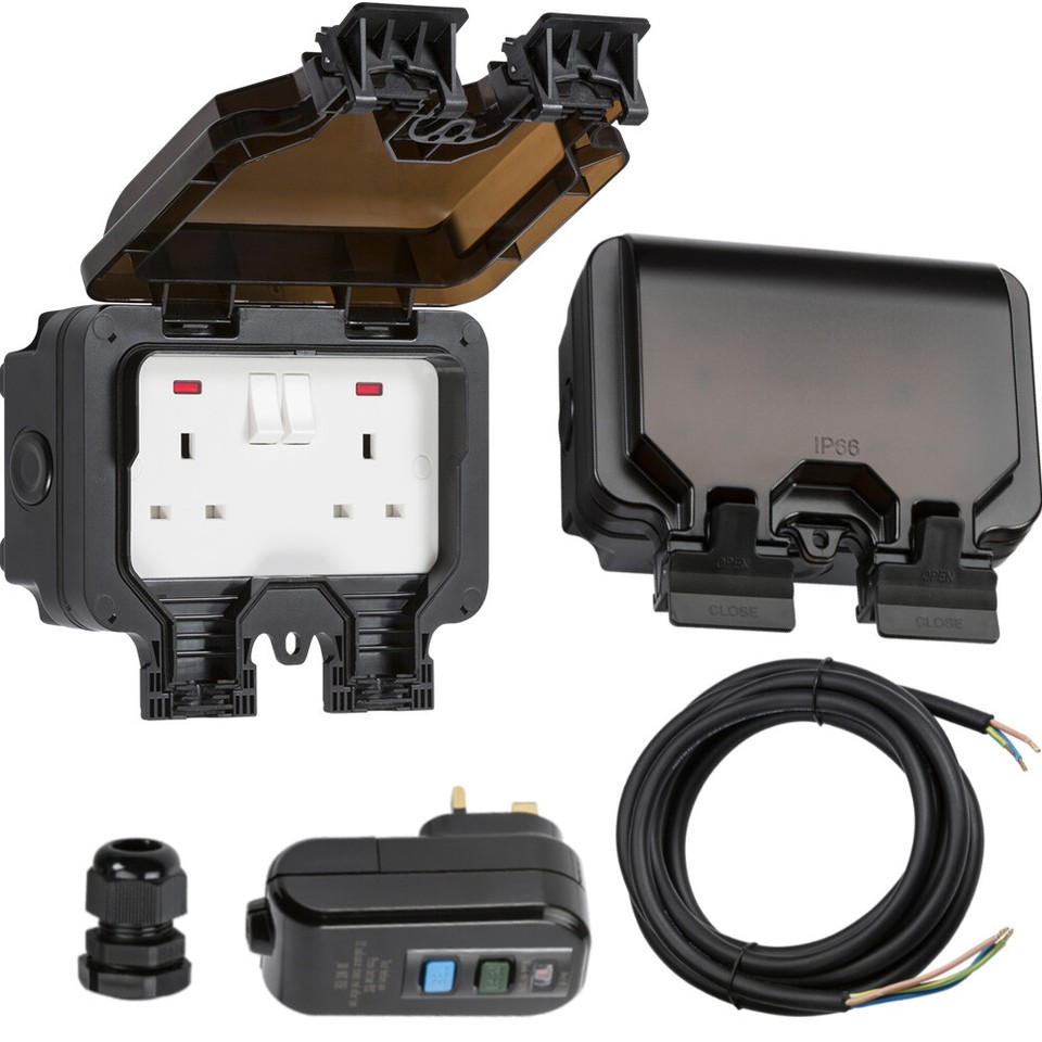 Weatherproof Outdoor Single Twin Double Fused Spur Outside Garden ...