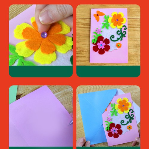 4 Pcs Making Kit DIY Handmade Greeting Kit Christmas Folded Cards and ...