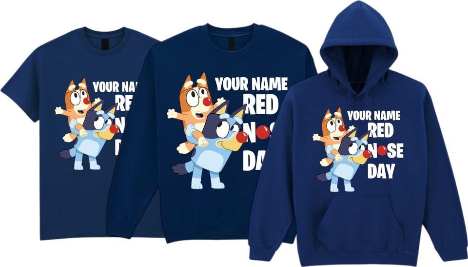 Bluey Red Nose Day T- Shirt, Red Nose Day unisex Gift Hoodies, tops ...